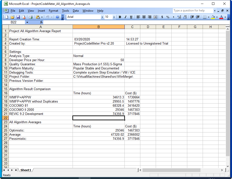 Report Examples - ProjectCodeMeter Software Sizing for Outsourcing Work ...